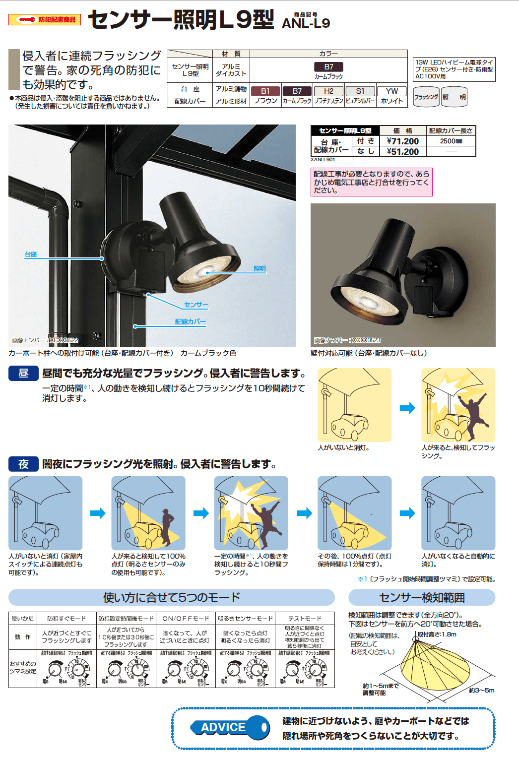 YKK AP | センサー照明L9型(2023年版) | 建材サーチ
